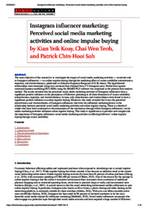 Instagram influencer marketing: Perceived social media marketing ...